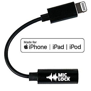 Mic-Lock Lightning with Sound Pass - Audio and Data Security Privacy Protector - Lightning to 3.5mm Headphone Adapter (Single Pack)