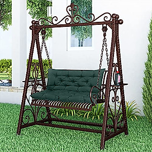 2-3 Seat Replacement Swing Seat Cushion, Outdoor Bench Cushion with Backrest and Straps , Non Slip Sun Protection Porch Bench Seat Cushion for Home Garden Patio Outdoor Indoor Swing,Coffee-40x60in