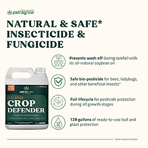 PetraGrow Crop Defender Leaf Guard Super Ready-to-Use Pesticide, Miticide, Plant Fungicide, Insecticide for Indoor Plants, Spider Mite Spray, Powdery Mildew Spray for Plants, Predatory Mites - 1 Gal