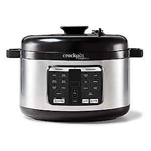 Crock-Pot Express 6 Quart Electric Pressure Cooker and Food Warmer, Programmable Pressure Cooker with Timer, Stainless Steel (2109296)