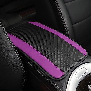 8sanlione Car Center Console Cover, 12.6"x7.5" PU Leather Car Armrest Cover Universal Waterproof Center Console Pad, Car Accessories Interior Protection for Cars, Vehicles, SUVs (Purple)