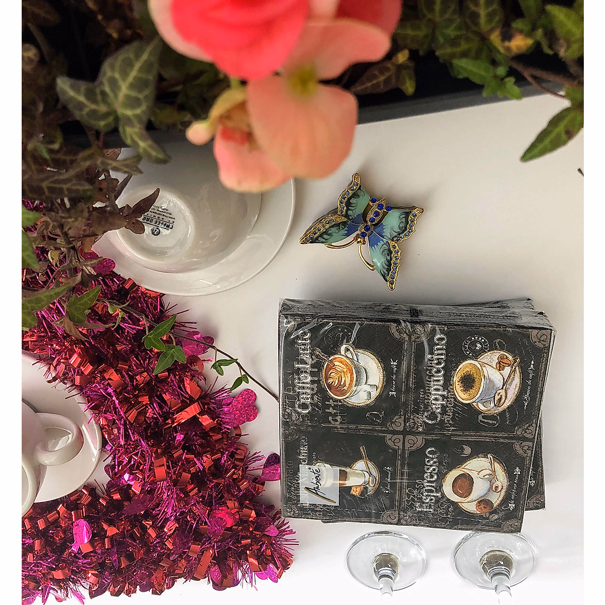 20-ct Coffee Napkins Black and White Napkins Decorative Paper Napkins for Decoupage Fall Paper Napkins Tea Party Napkins Valentine Napkins Disposable Birthday Napkins for Adults 6.5 x 6.5 x 1 inch