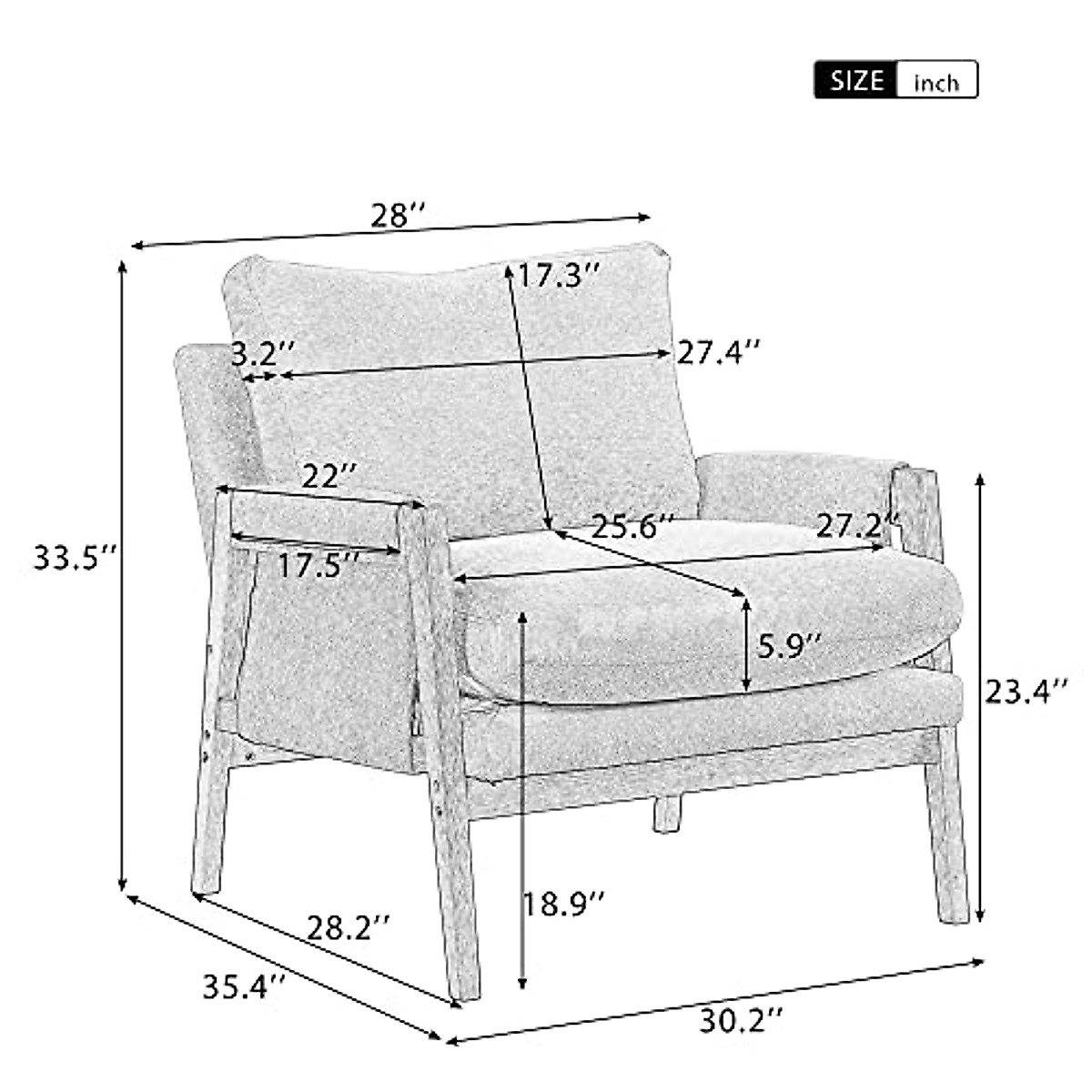 FIQHOME Mid Century Modern, Velvet Upholstered Accent Rubber Wood Frame,Comfy Reading Chair for Bedroom,Single Armchair for Living Room Office Apartment,White