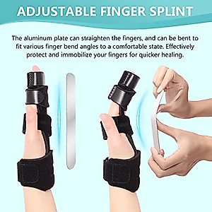 fibee Trigger Finger Splint, Adjustable Two Finger Splint Full Hand and Wrist Brace Support, Metal Straightening Immobilizer Treatment for Sprains, Mallet Injury, Arthritis(S/M)