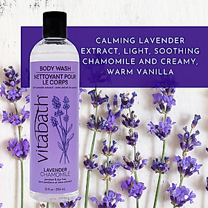 Vitabath Lavender & Chamomile Body Wash Moisturizing Bath & Shower Cleanser & Skincare Radiant Detox & Restore Nourishing Body Polish - Cruelty-Free, Paraben-Free - 12 oz