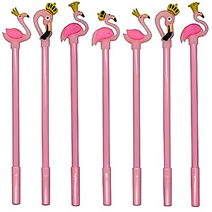 Maydahui 28PCS Crown Flamingo Shaped Rollerball Pen Black Gel Ink Pens Cute Animal Design for Office School Home