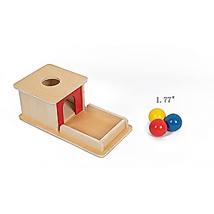 Adena Montessori Full Size Object Permanence Box with Tray Three Balls Montessori Toys for 6-12 Month Infant 1 Year Old Babies Toddlers