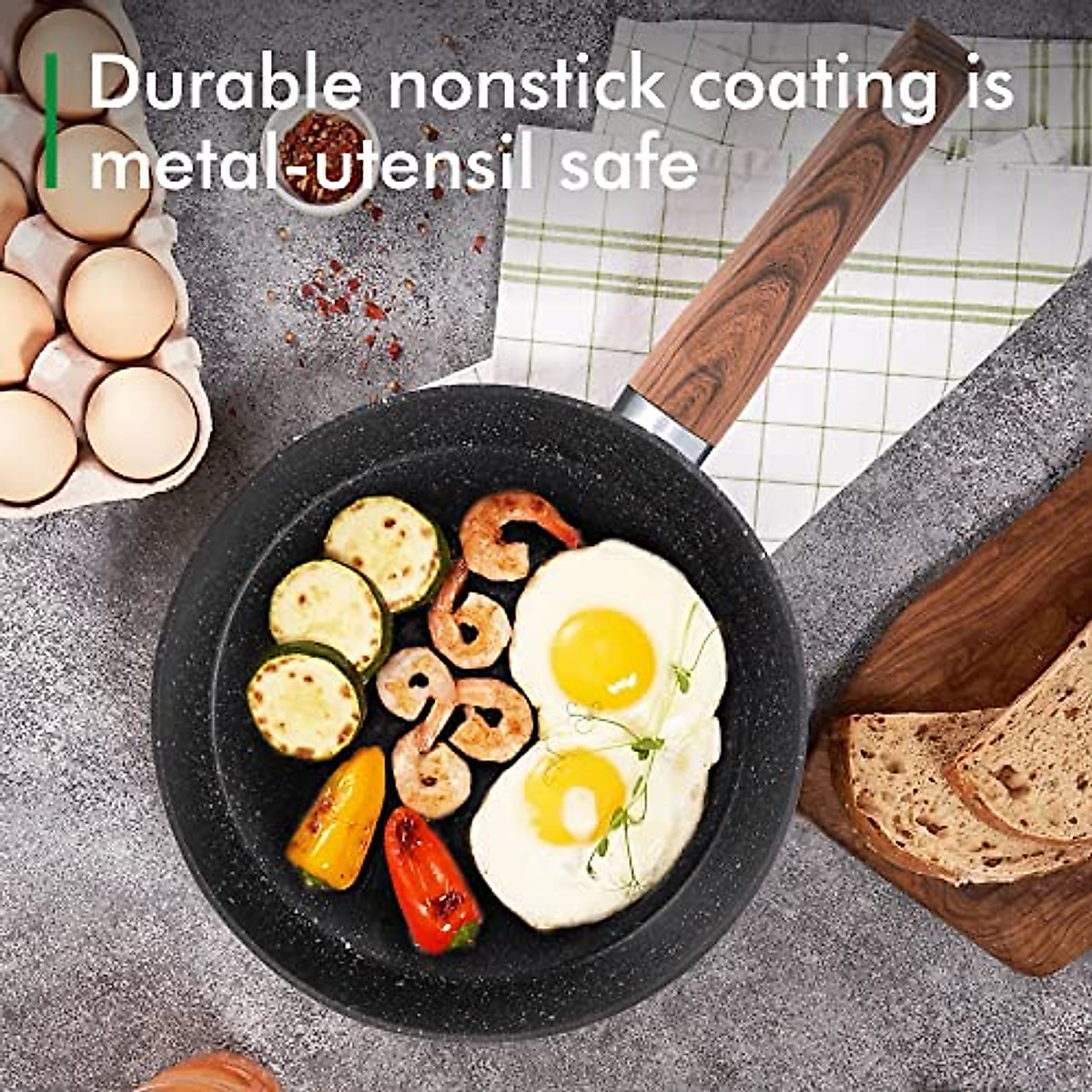 MAISON ARTS 12 Piece Pots and Pans Set Kitchen Cookware Sets Nonstick Granite Cooking Set for Induction & Dishwasher Safe, Oven, Stovetop, Black