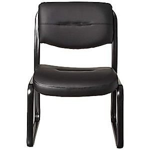 Boss Office Products Leather Sled Base Side Chair in Black