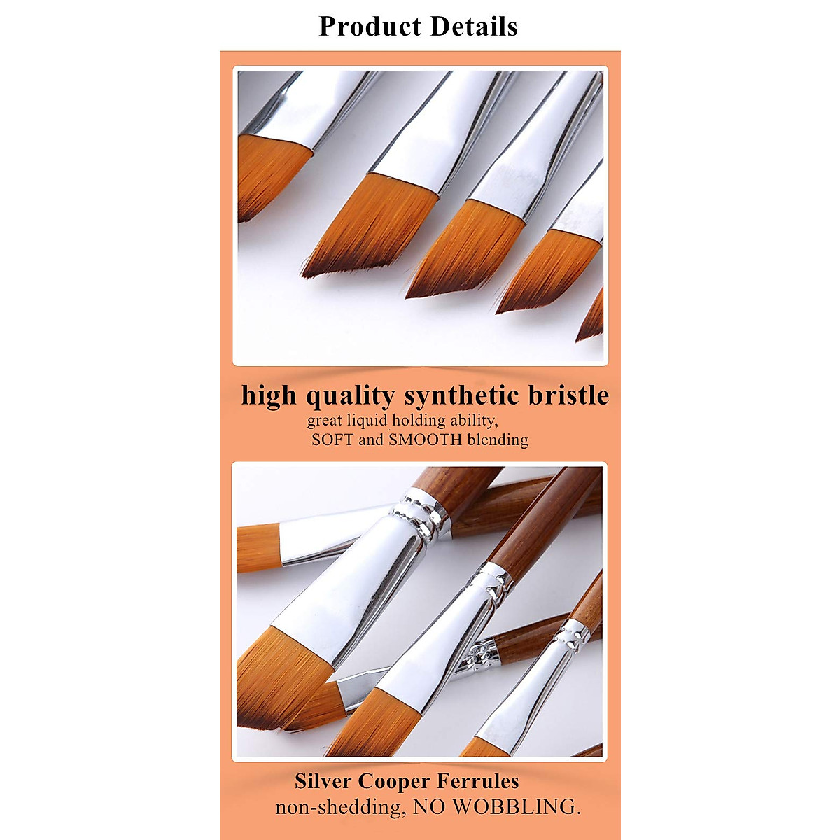 Paint Brushes Nylon Hair Angular Brushes 13pcs Long Handle Acrylic Paint Brush Set for Canvas Painting Oil Paint Professional Painting Kits (Angular 13pcs Longer Handle)