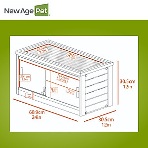 New Age Pet ECOFLEX 24-Inch Mojave Reptile Lounge in Grey - Durable Wood Plastic Composite Habitat with Ventilated Side Panels, Removable Sliding Glass Doors, and Mesh Screen Top