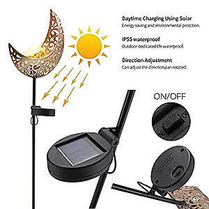 Solar Lights Garden, Outdoor Crackle Glass Globe Stake Lights, Garden Decor Solar Moon Lantern Decor Waterproof for Walkway Backyard Patio Lawn