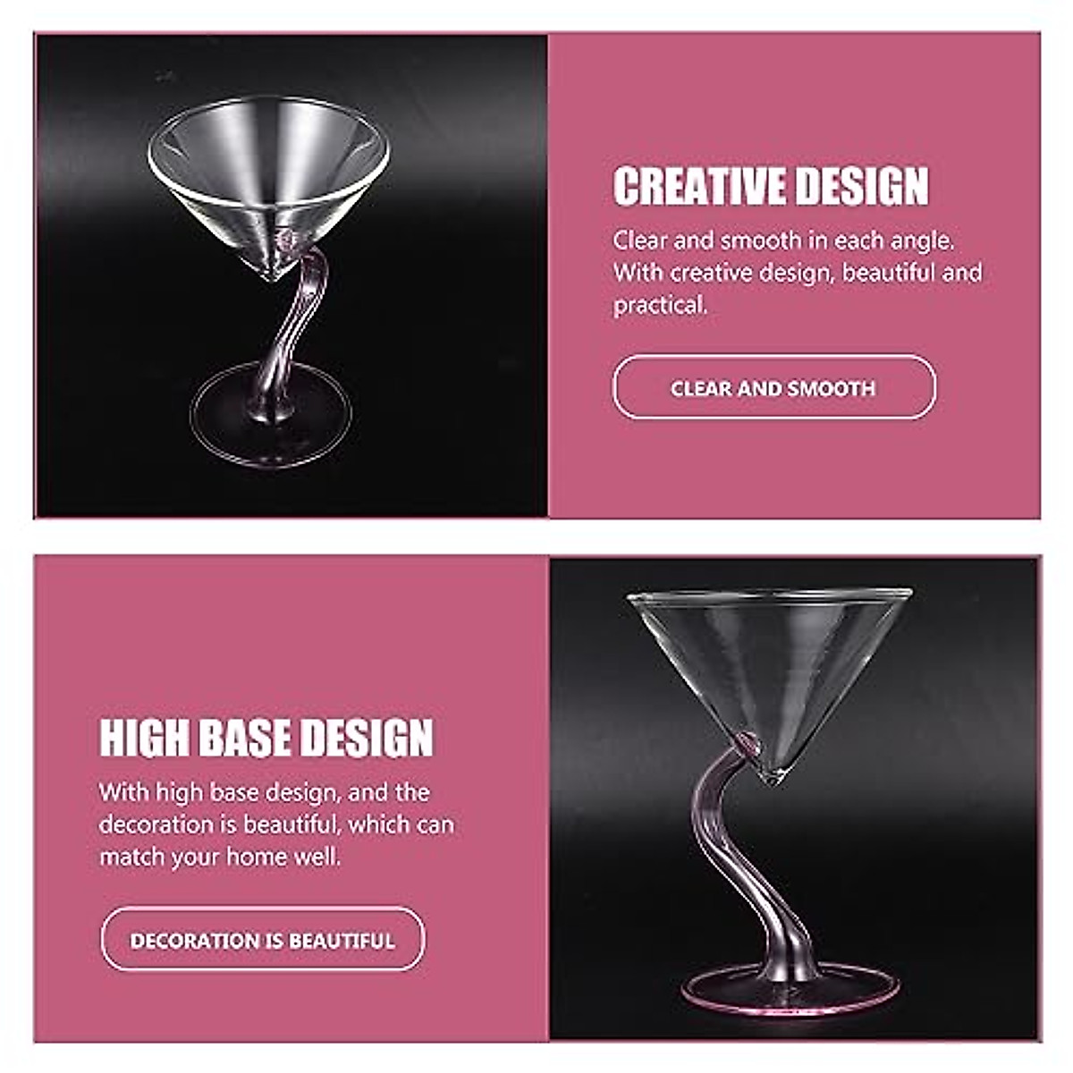 UPKOCH Glass Bowl Glass Footed Dessert Bowl Ice Cream Cup Parfait Fruit Cup Milk Shake Glass Cocktail Drinking Cup Juice Water Cups for Sundae Salad Condiment Trifle Pink Dessert Bowls