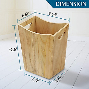 Honest Wood Trash Can,Rustic Farmhouse Style Wastebasket Bin with Handle for Living Room,Bedroom,Bathroom,Kitchen,Office(Natural)