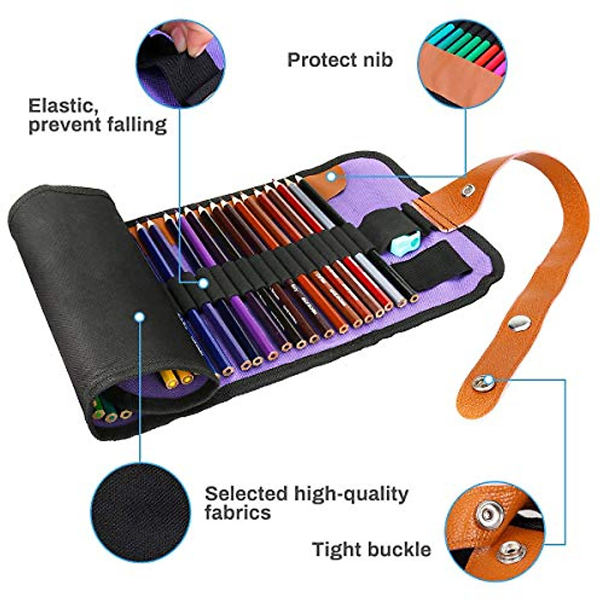 BicycleStore 36 Colored Pencils Set, Professional Wooden Color Pencils Drawing Kit Art Coloring Pencil Sets with Canvas Bag Sharpeners for Kids, Adults, Sketch, Arts, Coloring Books