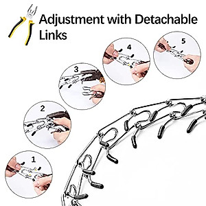 Dog Prong Collar,Choke Collar for Dogs Pinch Training Collar,Detachable Adjustable Choke Collar with Comfort Rubber Tips, Metal Adjustable Large Middle Dog Pet Pinch Collar