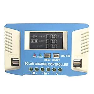JNJ Solar Charge Controller, Solar Panel Battery Intelligent Regulator with Dual USB Port 12V/24V PWM Auto Paremeter Adjustable LCD Display (20A)