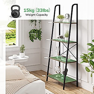 Novilla Bookshelf, 4-Tier Bookcase, Freestanding Storage Ladder Shelves for Home/Office/Living Room/Balcony/Bedroom, Walnut