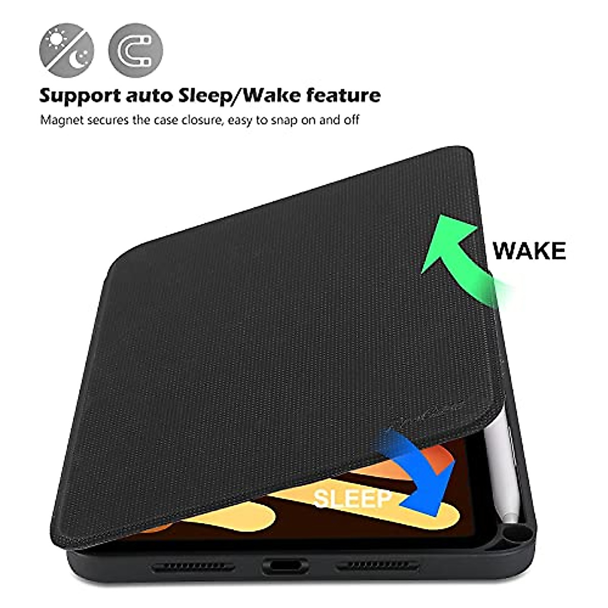 ProCase Cover for iPad Mini (A17 Pro) 2024 / iPad Mini 6 Case 2021 Mini 6th Generation Case with Pencil Holder, Slim Smart Folio Stand Cover Shockproof Protective Cases for iPad Mini 8.3 Inch -Black