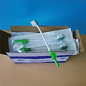 MUNKCARE Elderly Oral Cleaning Disposable Suction Swab Toothbrush Head of Green (BOX of 30pcs)