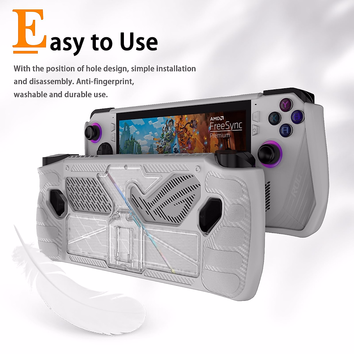 Miimall Compatible for ROG Ally Case, Shock-Absorption Anti-Slip&Scratch Slim Cover with Kickstand Military Grade Protector Case for Asus ROG Ally Handheld Game 2023 Accessories-White