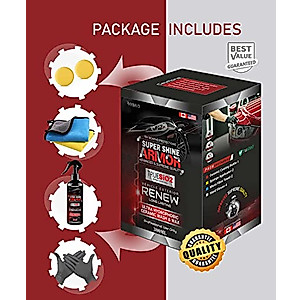 Super Shine Armor Supreme Quality Waterless Wash and Wax Ceramic Coating with Accessories - Clean Vehicle Exterior, Shine, and Protect from Rusting and Scratches with Long Lasting Hydrophobic Effect