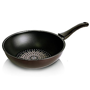 TECHEF - Blooming Flower Collection, 12" Wok/Stir-Fry Pan with Glass Lid, Coated 6 times with New Teflon Platinum Non-Stick Coating (PFOA Free) / Induction Ready/Made in Korea (12-inch with Cover)