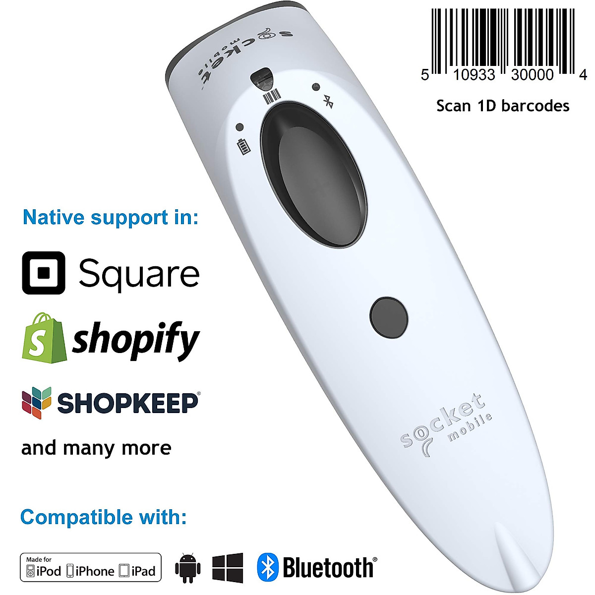 SOCKET CX3397-1855Scan S700, 1D Imager Barcode Scanner, White