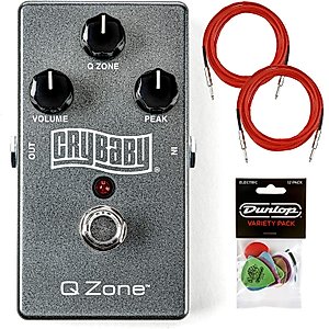 Dunlop QZ1 Q Zone Fixed Wah with 2 Instrument Cables and Dunlop Variety Pick Pack
