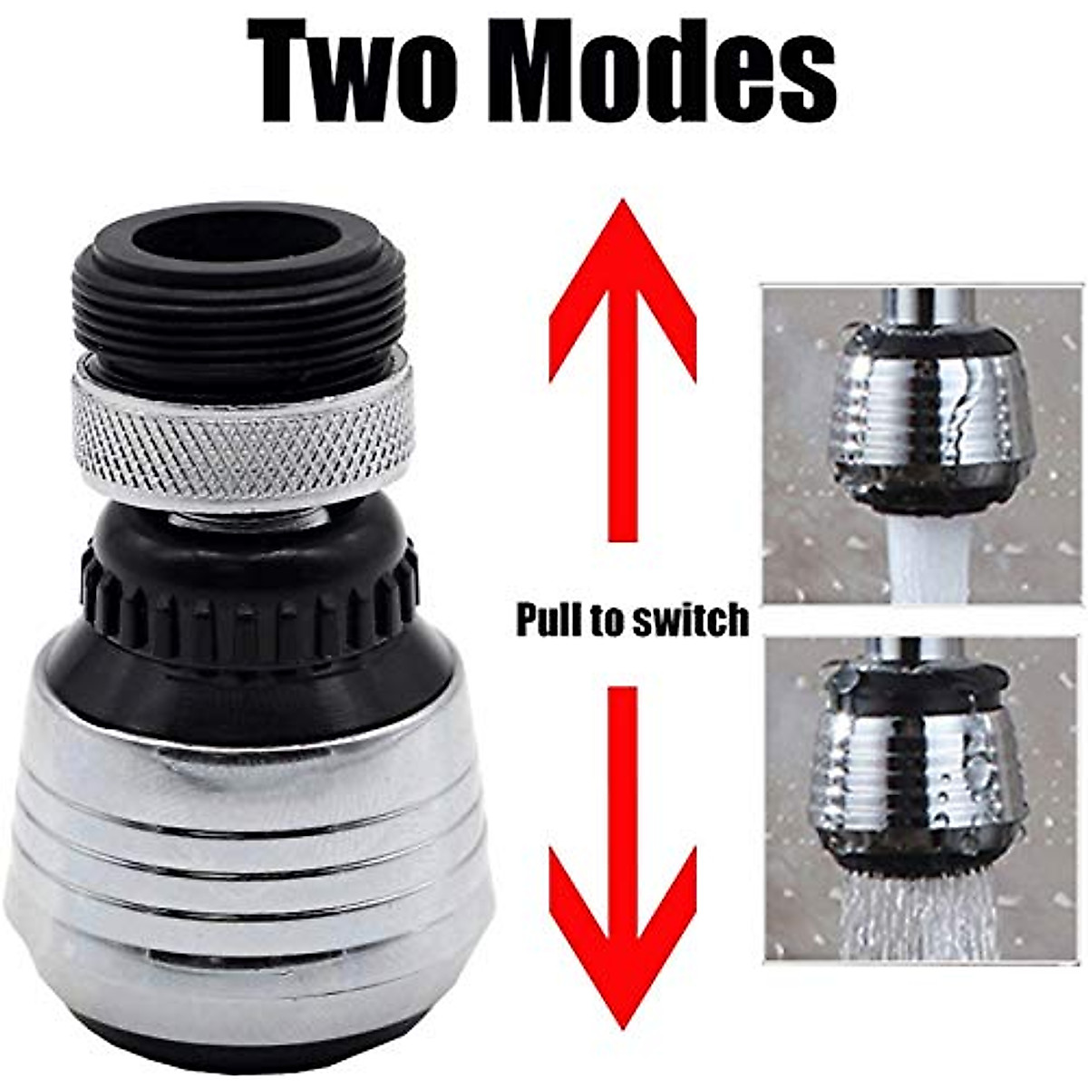 2PCS Kitchen Faucet Aerator, Splash Filter Attachment Tap 360 Rotate Swivel Saving Diffuser Nozzle Filter Adapter