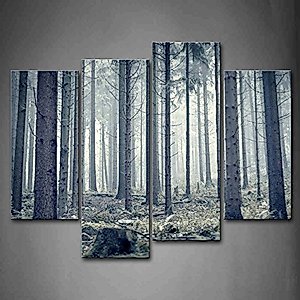 Forest Straight Trees Grass On Land Wall Art Painting The Picture Print On Canvas Landscape Pictures for Home Decor Decoration Gift