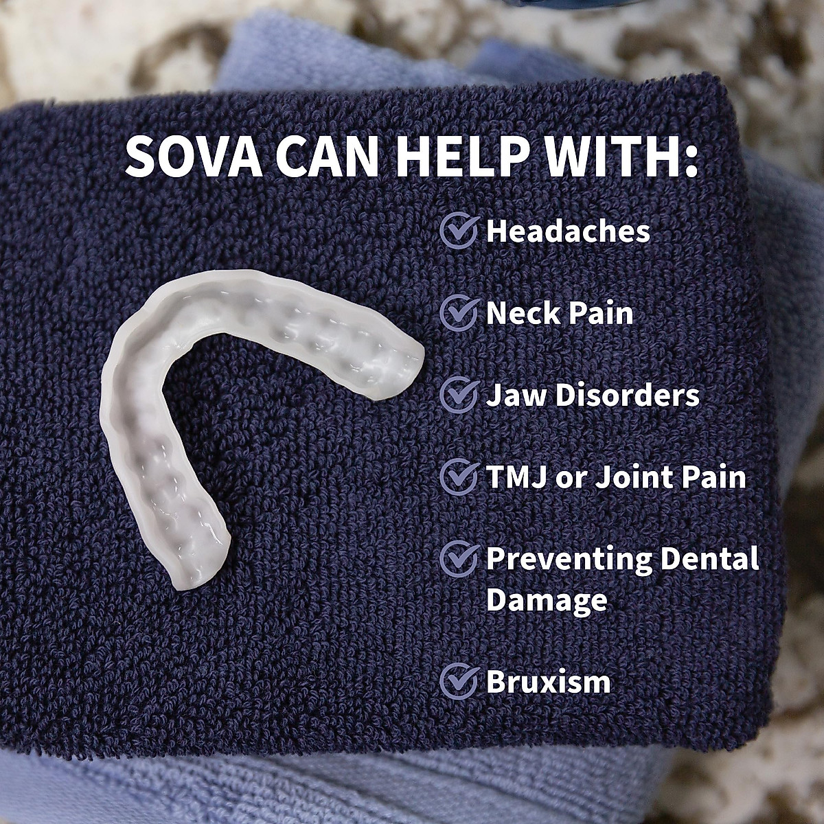 SOVA 3D Night Guard with Case - 2.0mm Thin - Custom-Molded Fit - Protects Against Nighttime Teeth Grinding & Clenching - FSA/HSA Eligible - Odor & Taste Free - Remoldable Up to 20 Times - Non Toxic