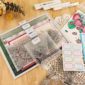 Briartw 20 Pack Storage Bag,4.5x9.5" Resealable Plastic Envelopes Pockets for Cutting Dies Stencil Crafts Organizer Holder,Clear Storage Envelopes for Clear Stamp,Die Cuts,scrapbook Paper