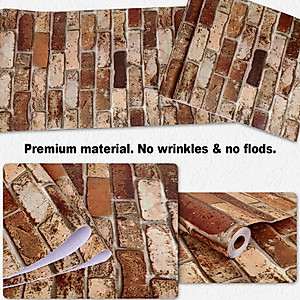 Okydoky Peel and Stick Wallpaper, Brick Wallpaper for Home Decoration, Kitchen Backsplash, Vinyl Self Adhesive Wallpaper for House, Workshop & Office, 17.7" x 394", C103-10