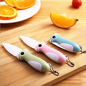 COLLMORE Ceramic Paring Knife - Small Folding Pocket Knife with 2.3in Sharp Blade - 1.3oz Mini Cute Portable Fruit Knife for Travel, Camping, Kitchen, Women, Men(Pink)