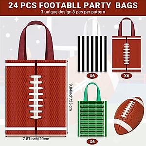 Photect 24 Pcs Football Bags Football Non Woven Gift Bags Football Treat Bags Football Goody Candy Bags Sport Favor Bags Football Themed Party Decorations Super Football Bowl Party Supplies
