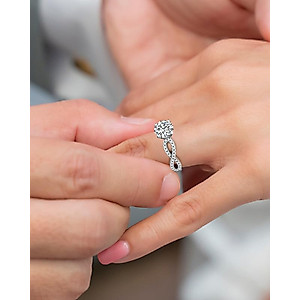 PREVELI Moissanite Rings For Women 1 Carat Fake Diamond Engagement Promise Wedding Ring 925 Sterling Silver Infinity Band Size 5