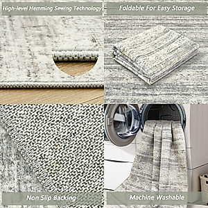 Miukiki 8x10 Area Rugs, Modern Abstract Rug with Non Slip Backing, Stain Resistant Washable Rugs, Non-Shedding Area Rug for Living Room (Grey, 8'x10')