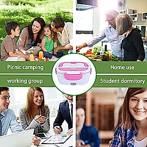 Viowey Electric Lunch Box, 2 in 1 Portable Self Heating Lunch Box for Car Office School Home Use, 12v & 110v Car Food Warmer With Removable 1.5l Stainless Steel Container