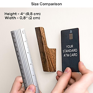 THEHRDWOOD Wood Wall Hooks - Set of 4 - Dark Walnut Wood Coat Hooks for Hanging Hat, Purse, Backpack, Bag, Jacket - Modern Farmhouse Decor for Wall and Practical Entryway Wall Hooks (Walnut)