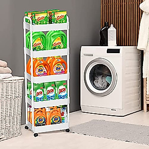 5-Tier Rolling Cart, Multipurpose Utility Cart, Rolling Carts with Lockable Wheels, Storage Cart Craft Cart Organizer for Bathroom Laundry Kitchen,Used as Book Art Snack lash Makeup Diaper cart,Black