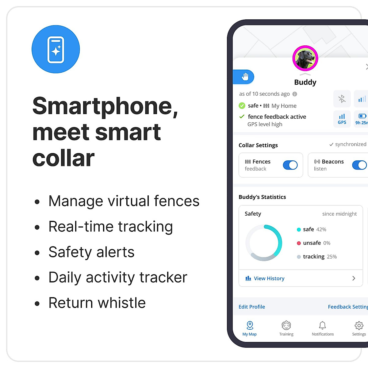 Halo Collar 3 - GPS Dog Fence - Multifunction Wireless Dog Fence & Training Collar with Real-Time Tracking & GPS - Waterproof, Instantly Create and Store Wireless Fences (Medium/Large, Ivory)