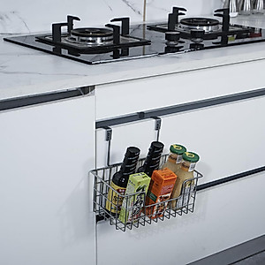 JUNCHU CHERRY 2 Pack The Cabinet Door Organizer, Hanging Wall Mount Storage Wire Basket,Grid Storage Basket for Kitchen,Pantry Bathroom,Cabinet,Chrome