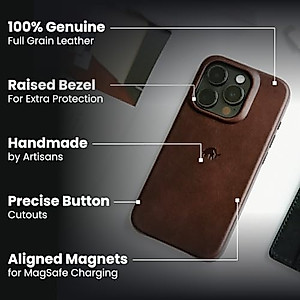 Bullstrap Premium Handcrafted Leather Case for iPhone 13 Pro Max | No-Bulk Flawless Fit & MagSafe Compatible | Premium Full-Grain iPhone 13 Pro Max Leather Case w/Beautiful & Unique Patina | Bourbon