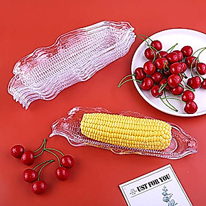 Ruisita 12 Packs Plastic Corn Trays Transparent Service Tray Corn Dish Cob Dinnerware Sets