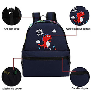 Kids Toddler Backpack Boys with Strap Dinosaur Blue Kindergarten Leash Bookbag (Dark Blue-12)