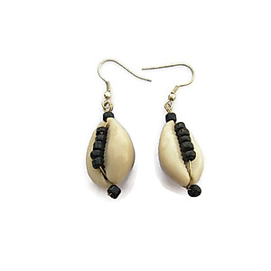 Unique Collar Choker Bib Egyptian African Beaded Natural Cowrie shells on Geman Silver Wire embellished with black glass beads | Boho Gypsy Cleopatra Afghan Kuchi Tribal Belly Dance Necklace Earrings