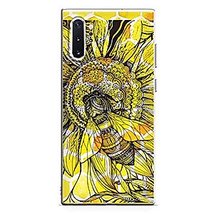 Inspired Cases - 3D Textured Galaxy Note 10 Plus Case - Rubber Bumper Cover - Protective Phone Case for Samsung Galaxy Note 10 Plus - Sunflower Honey Bee - White