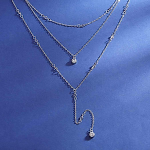 Bomine Back Necklace Crystal Dropback Body Chain Wedding Body Jewelry for Women (Silver)