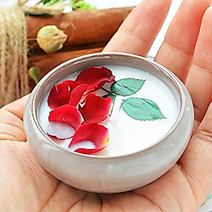 Scented Candles Gifts for Women, Aromatherapy Candle Set, Essential Oil Natural Soy Wax with Real Petal, 4 Pack with Porcelain Cans